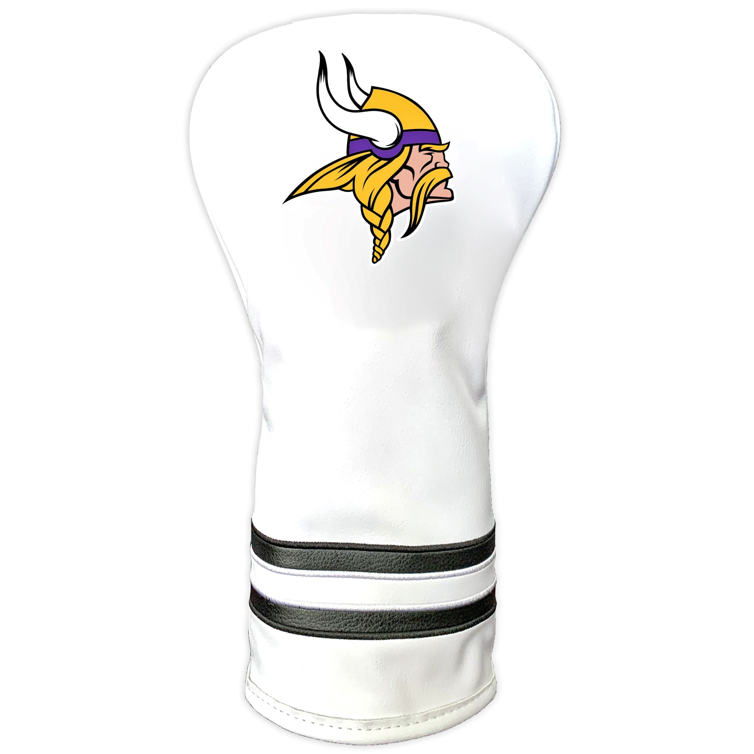 Team Golf NFL Minnesota Vikings White Vintage Driver Head Cover White Vintage Driver Golf Club Headcover, Form Fitting Design, Retro Design & Superb Quality