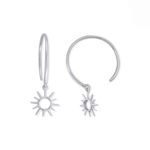 boma jewelry sterling silver sunburst pull through hoop earrings