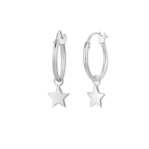 boma jewelry sterling silver dangling star hoop earrings