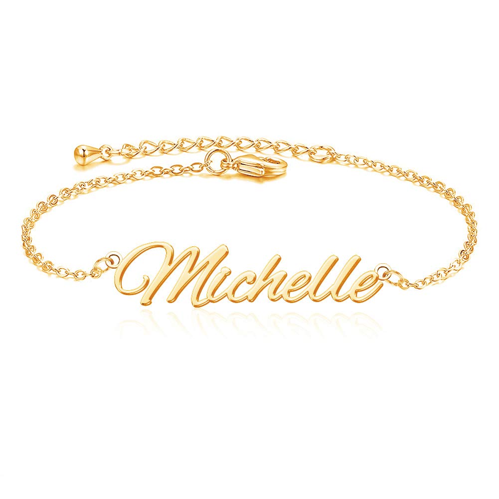 She1001 Ankle Bracelet for Women Personalized Name Anklet 19K Gold Plated Custom Dainty Anklet Bracelet Beach Jewelry for Girlfriend