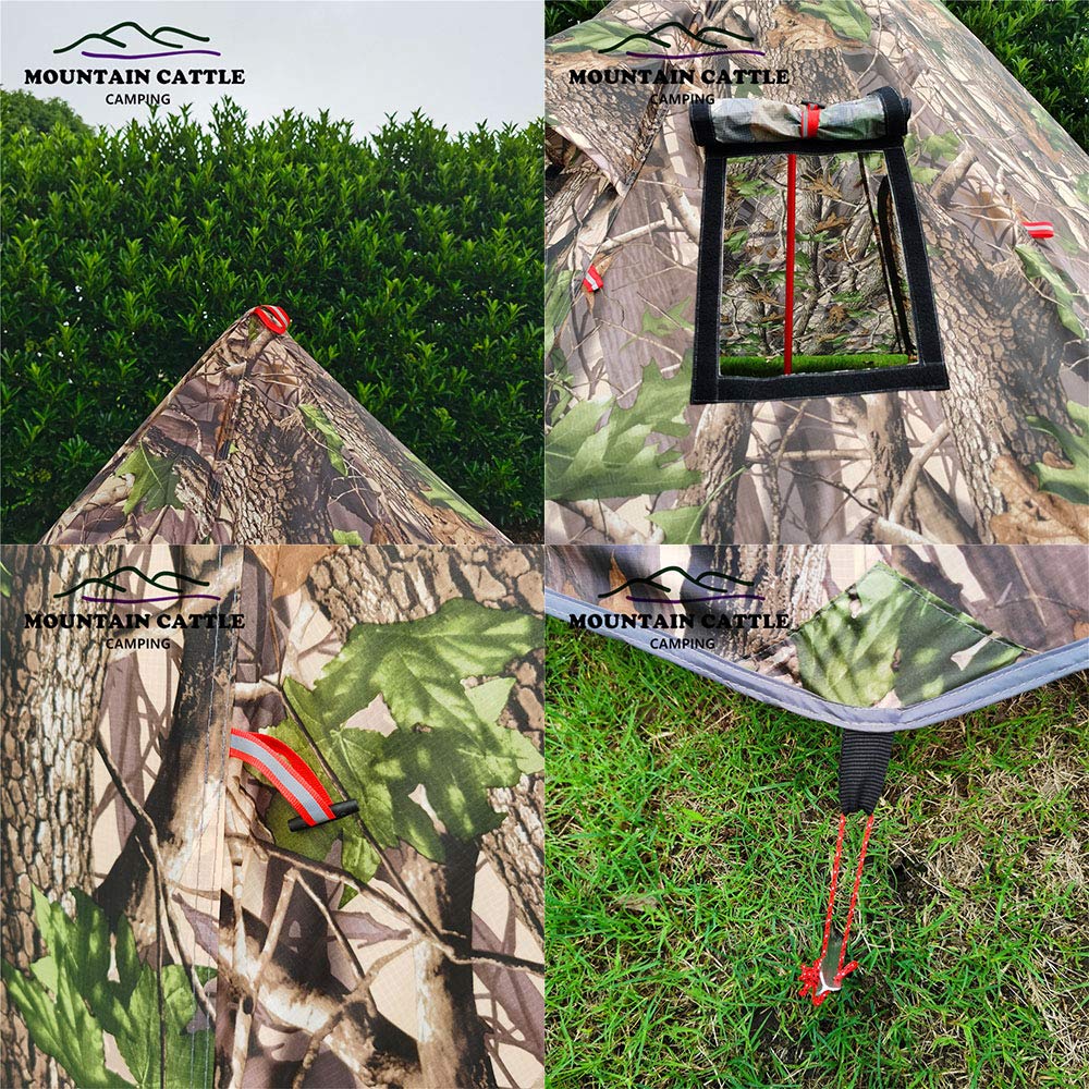 Ultralight Tipi Hot Tent with Fire Retardant Flue Pipes Window Teepee,3.4lb(Camouflage)