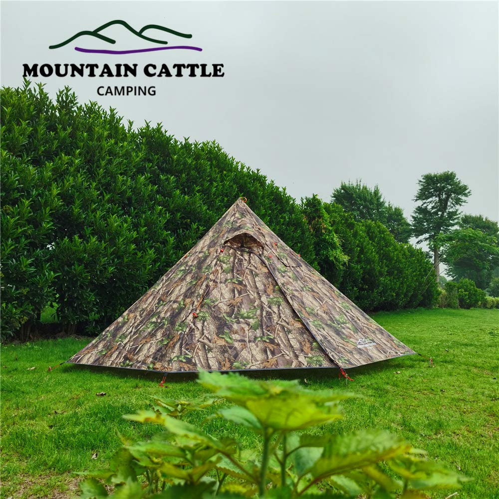 Ultralight Tipi Hot Tent with Fire Retardant Flue Pipes Window Teepee,3.4lb(Camouflage)