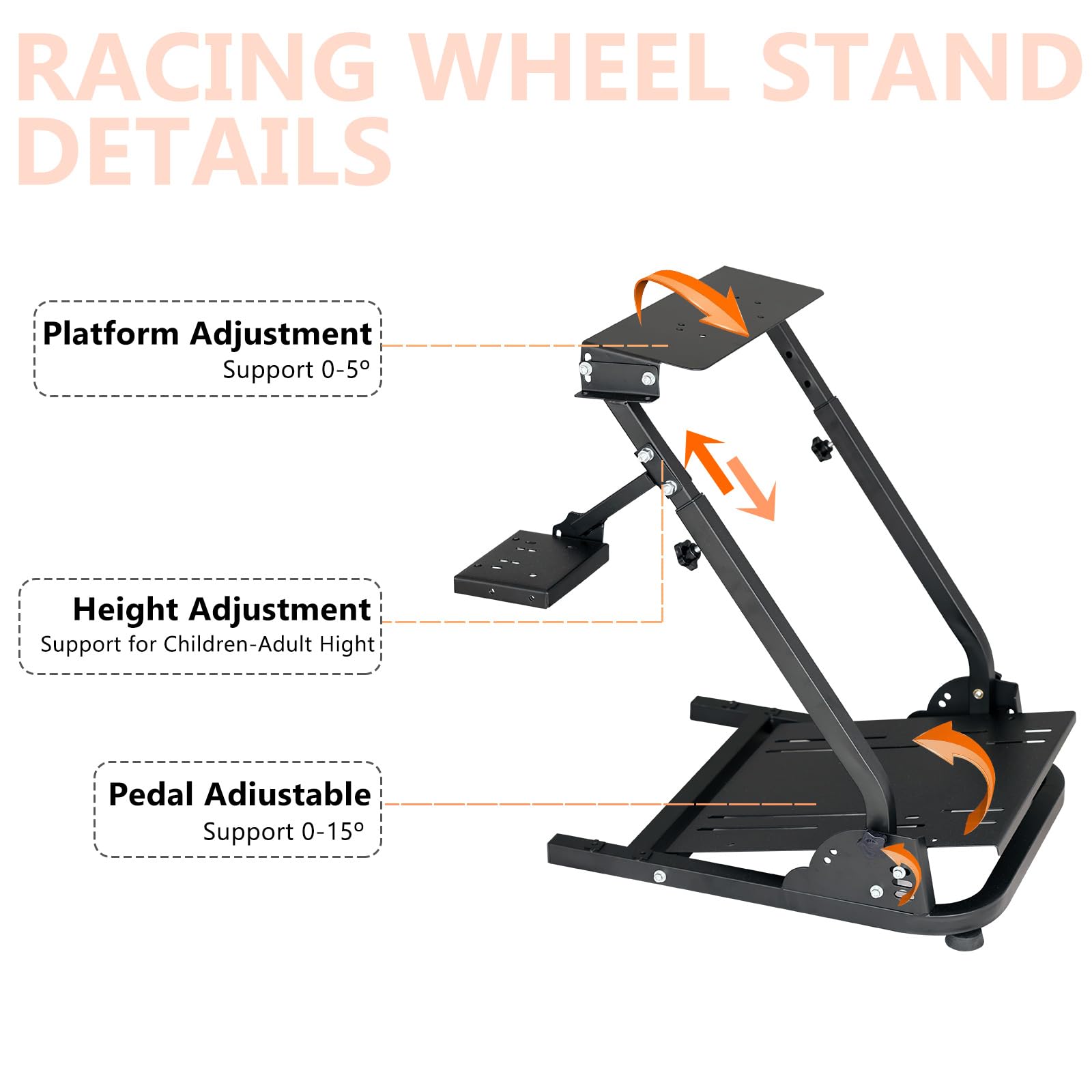 Nejoney Racing Wheel Stand, Height Adjustable & Foldable Steering Wheal Stand Compatible with Logitech G25,G27,G29,G920 Gaming Cockpit