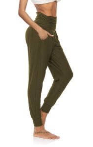 dibaolong womens yoga sweatpants loose workout joggers pants comfy lounge pants with pockets army green m