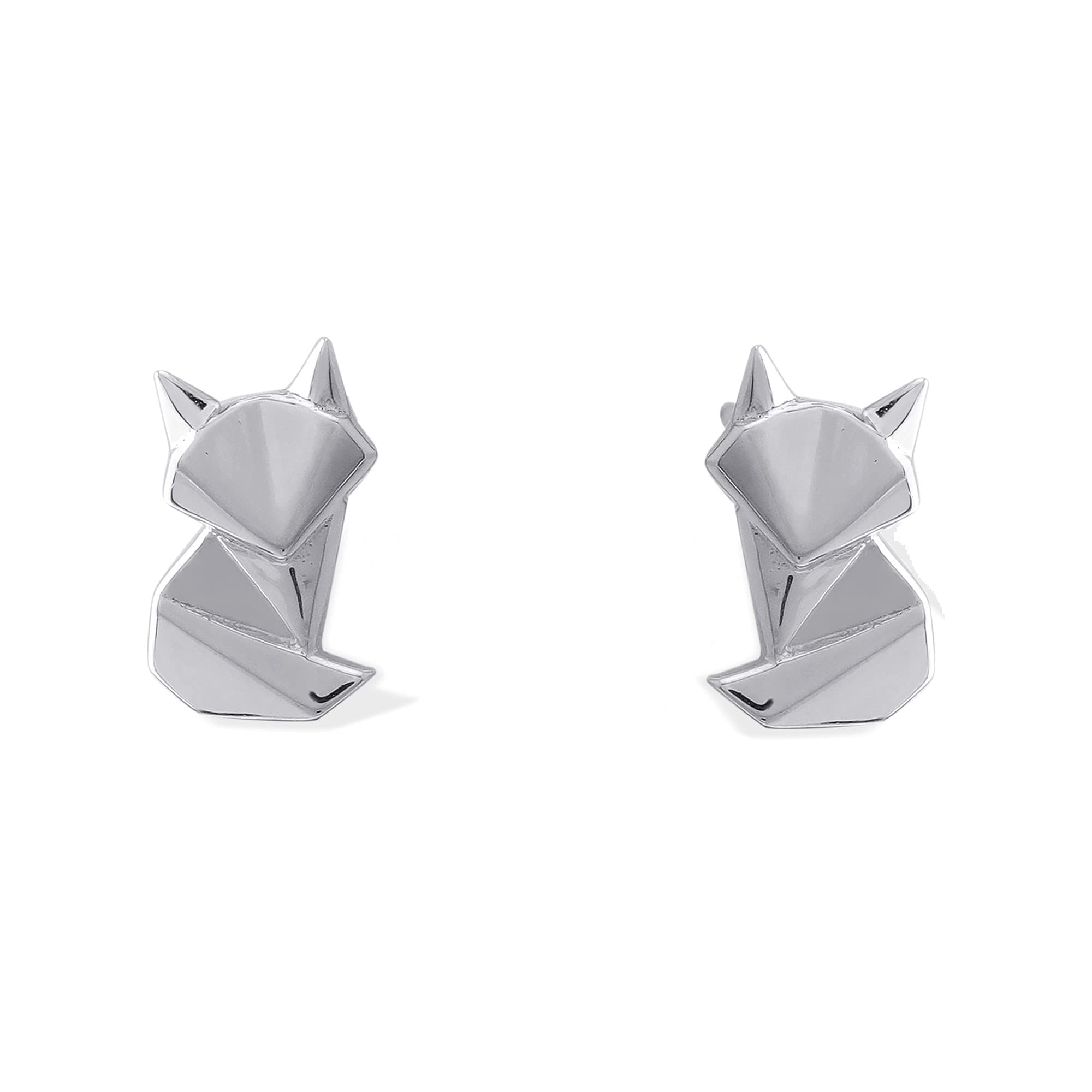 Boma Jewelry Sterling Silver Origami Fox Stud Earrings