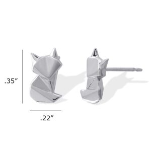 Boma Jewelry Sterling Silver Origami Fox Stud Earrings