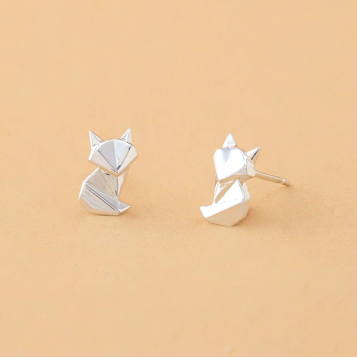 Boma Jewelry Sterling Silver Origami Fox Stud Earrings