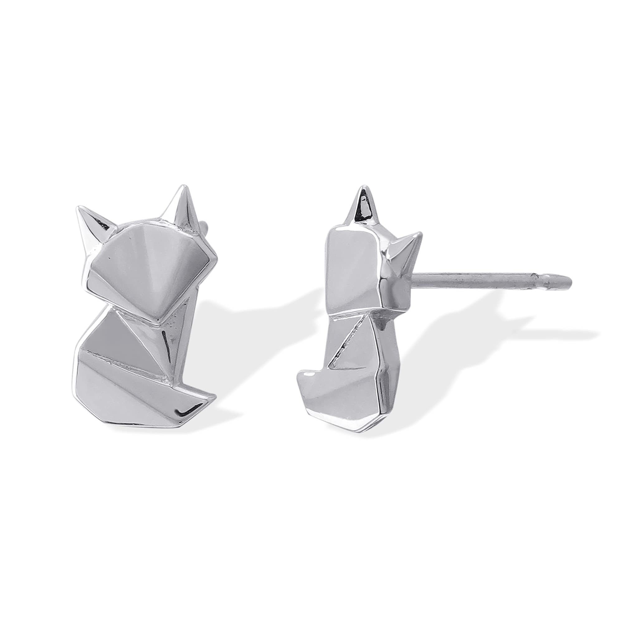 Boma Jewelry Sterling Silver Origami Fox Stud Earrings