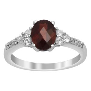 925 sterling silver oval cut garnet gemstone side stone dainty solitaire ring (6)