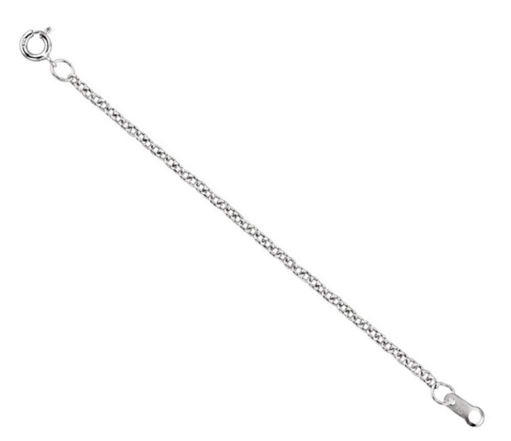 Platinum Diamond-Cut Solid Cable Chain Necklace Extender Safety Chain 2.75 Inches (1.00mm)