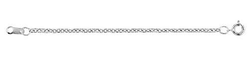 Platinum Diamond-Cut Solid Cable Chain Necklace Extender Safety Chain 2.75 Inches (1.00mm)