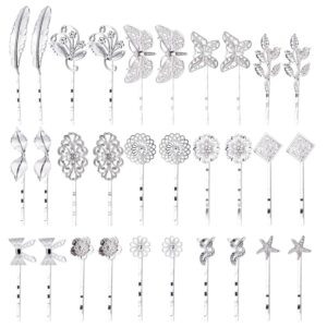 insowni 30 pack/15 pairs silver retro vintage metal bobby pins hair clips barrettes accessories leaf bow flower butterfly for women girls