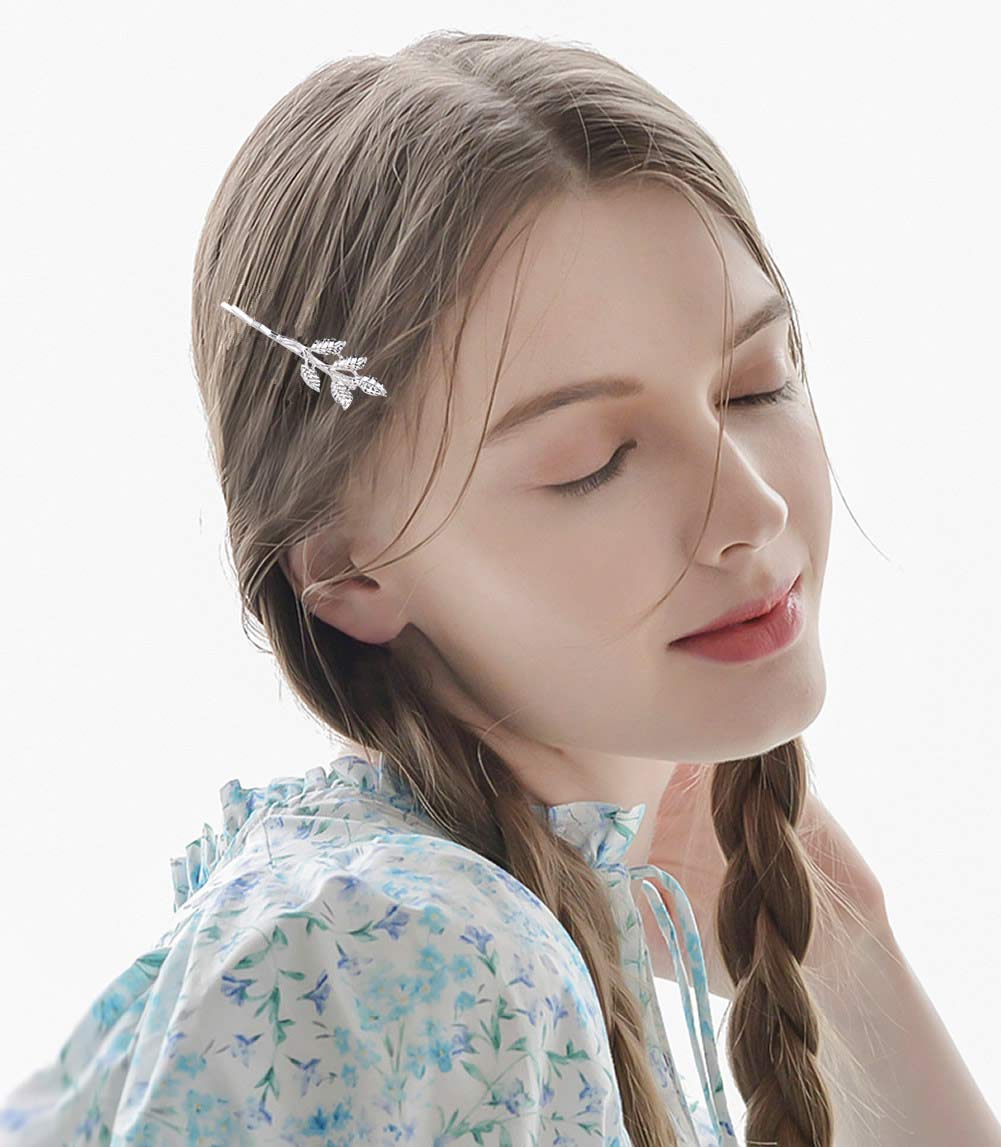 inSowni 30 Pack/15 Pairs Silver Retro Vintage Metal Bobby Pins Hair Clips Barrettes Accessories Leaf Bow Flower Butterfly for Women Girls