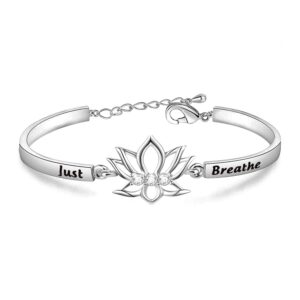 wusuaned breathe lotus flower bracelet yoga spiritual symbol jewelry gift for women