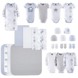 the peanutshell newborn layette gift set for baby boys or girls | 23 piece gender neutral newborn clothes & accessories set | fits newborns to 3 months