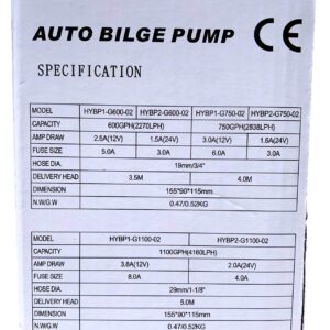 OASIS MARINE Automatic bilge pump (1100 GPH 1-1/8" hose outlet)