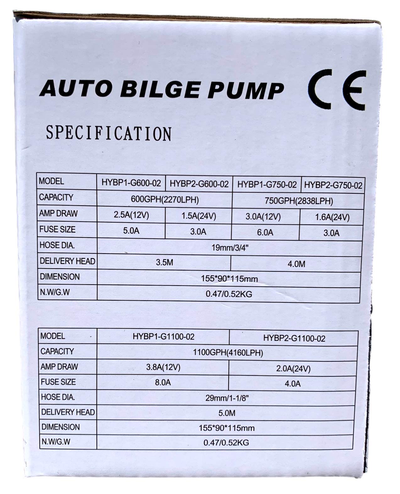 OASIS MARINE Automatic bilge pump (1100 GPH 1-1/8" hose outlet)