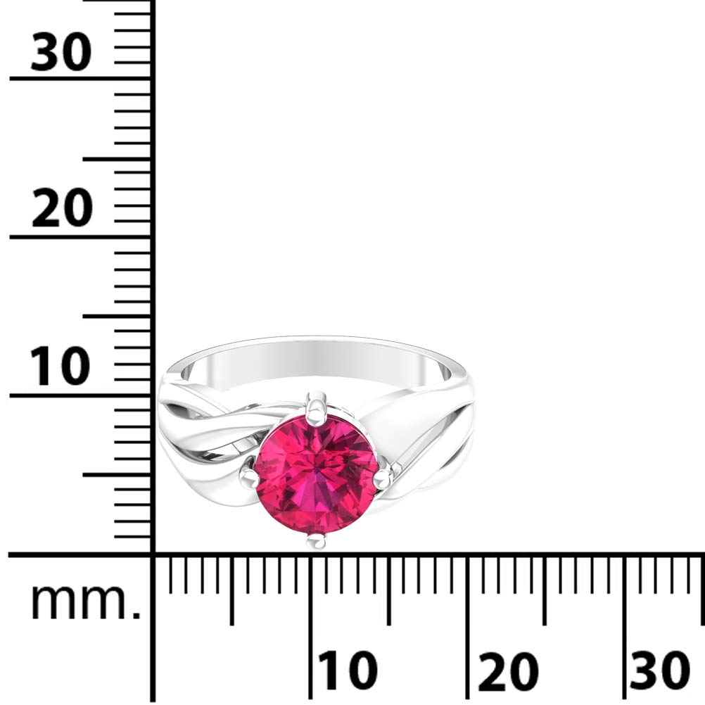 Belinda Jewelz Ring for Womens 925 Sterling Silver Ring Red Ruby Gemstone Ring Rhodium Plated 8mm Solitaire Round Cut Band Ring Jewelry Gift for Wedding Engagement, Size 8