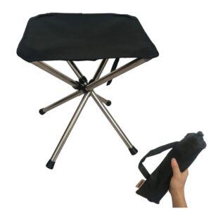 libosulv folding camping stool, compact chair, super compact, for travel, hiking, camping, gathering, barbecue, with carry bag, storage size 12.99"x2.56"x2.56"