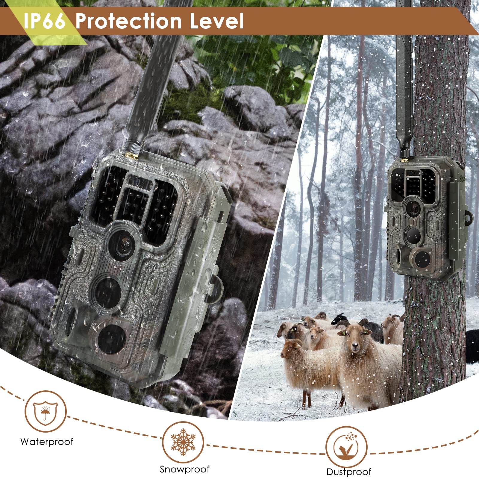 Folgtek 4G Cellular Trail & Game Camera 32MP 1296P with SIM Card Sends Pictures to Cell Phone, Night Vision & Motion Detection 120° Wide Angle 0.1s Trigger Time for Outdoor, Home