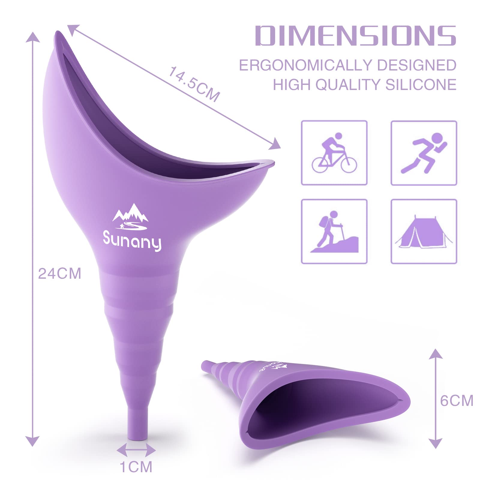 Female Urination Device,Reusable Silicone Female Urinal Foolproof Women Pee Funnel Allows Women to Pee Standing Up,Women's Urinal is The Perfect Companion for Travel and Outdoor (Purple)