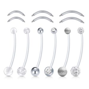 d.bella 14g pregnancy belly button rings 38mm flexible bioplast maternity navel rings retainer for women with 6mm 8mm 10mm stainless steel replacement bars