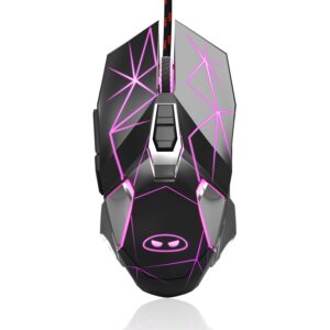 magegee g10 gaming mouse wired, 7 colors breathing led backlit gaming mouse, 6 adjustable speeds, ergonomic optical computer mouse with 7 buttons for windows pc gamers