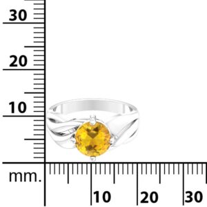 Belinda Jewelz Womens 925 Sterling Silver Ring Rhodium Plated 8mm Solitaire Round Cut Birthstone Size 10 Citrine Gemstone Band Jewelry Gift for Party Wedding Engagement