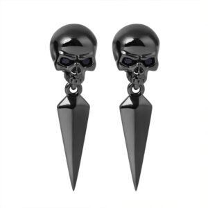 gnoce skull earring sterling silver black dangle earrings with black awl fashion drop earrings jewelry gift for women men