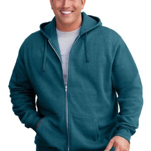 KingSize Men's Big & Tall Fleece Zip-Front Hoodie - 4XL, Heather Midnight Teal