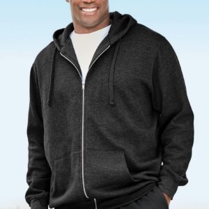 KingSize Men's Big & Tall Fleece Zip-Front Hoodie - 4XL, Heather Midnight Teal