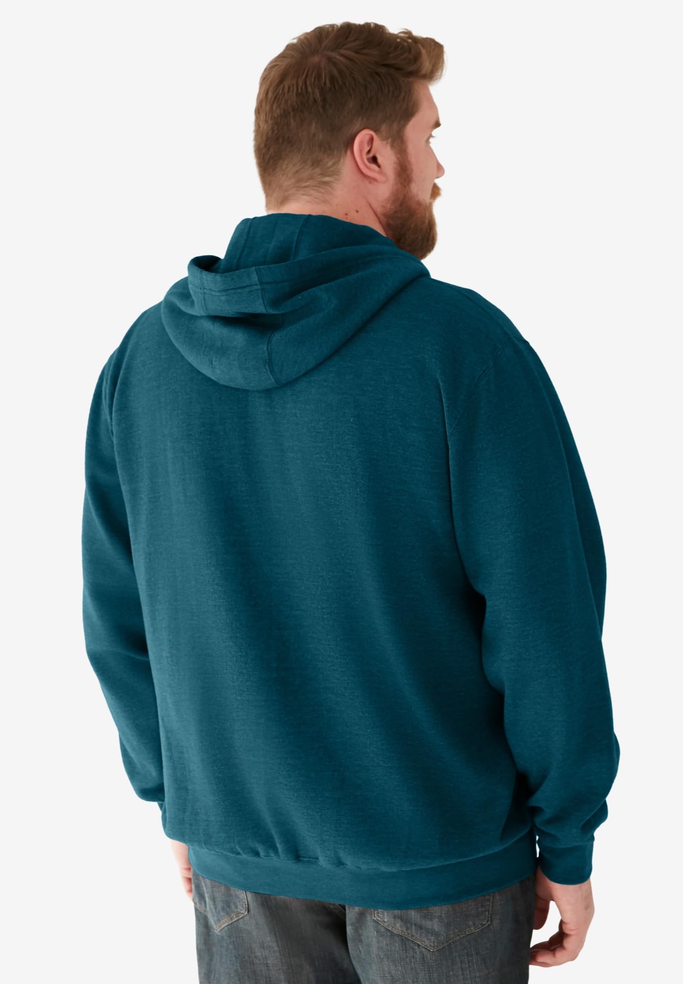 KingSize Men's Big & Tall Fleece Zip-Front Hoodie - 4XL, Heather Midnight Teal