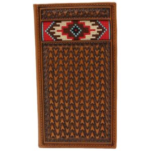 ariat men's western inlay rodeo wallet tan one size