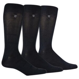 chaps mens super soft dress crew - 3 pair pack patterns and textures sock, black assorted, 6-12 us