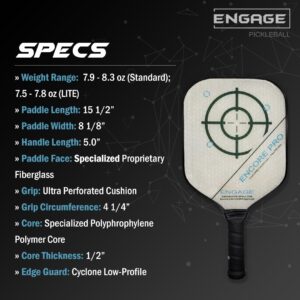 Engage Pickleball Encore Pro Pickleball Paddle - Pickleball Paddles with Polymer Core - USAPA Approved Pickleball Paddles Pickleball Rackets for Adults - Standard (Sky Blue)