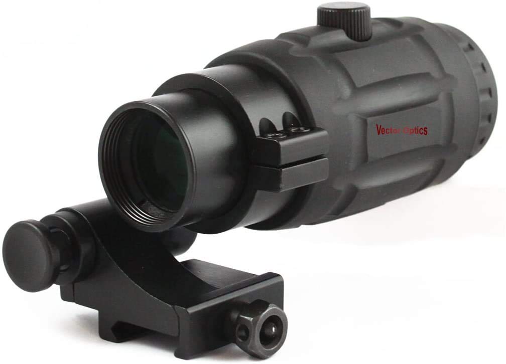 Vector Optics Rubber Armored 3X Magnifier Holographic Red Dot Sight Scope Flip to Side QD Weaver Mount Color Black