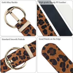 ALPHYLY Womens Leopard Print Leather Belts for Women, Waist Belts Designer Belt Women, For waist size 31-39''