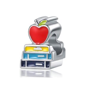 labenie apple and books teach appreciation charm bead