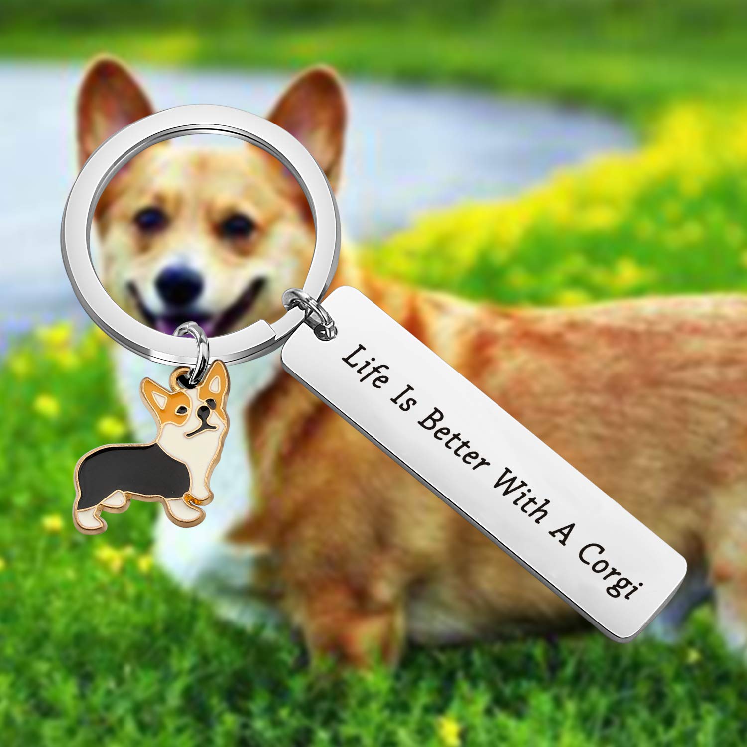 LQRI Corgi Dog Keychain Corgi Lover Gift Life is Better with A Corgi Keychain Pet Owner Corgi Gift Corgi Mom Dad