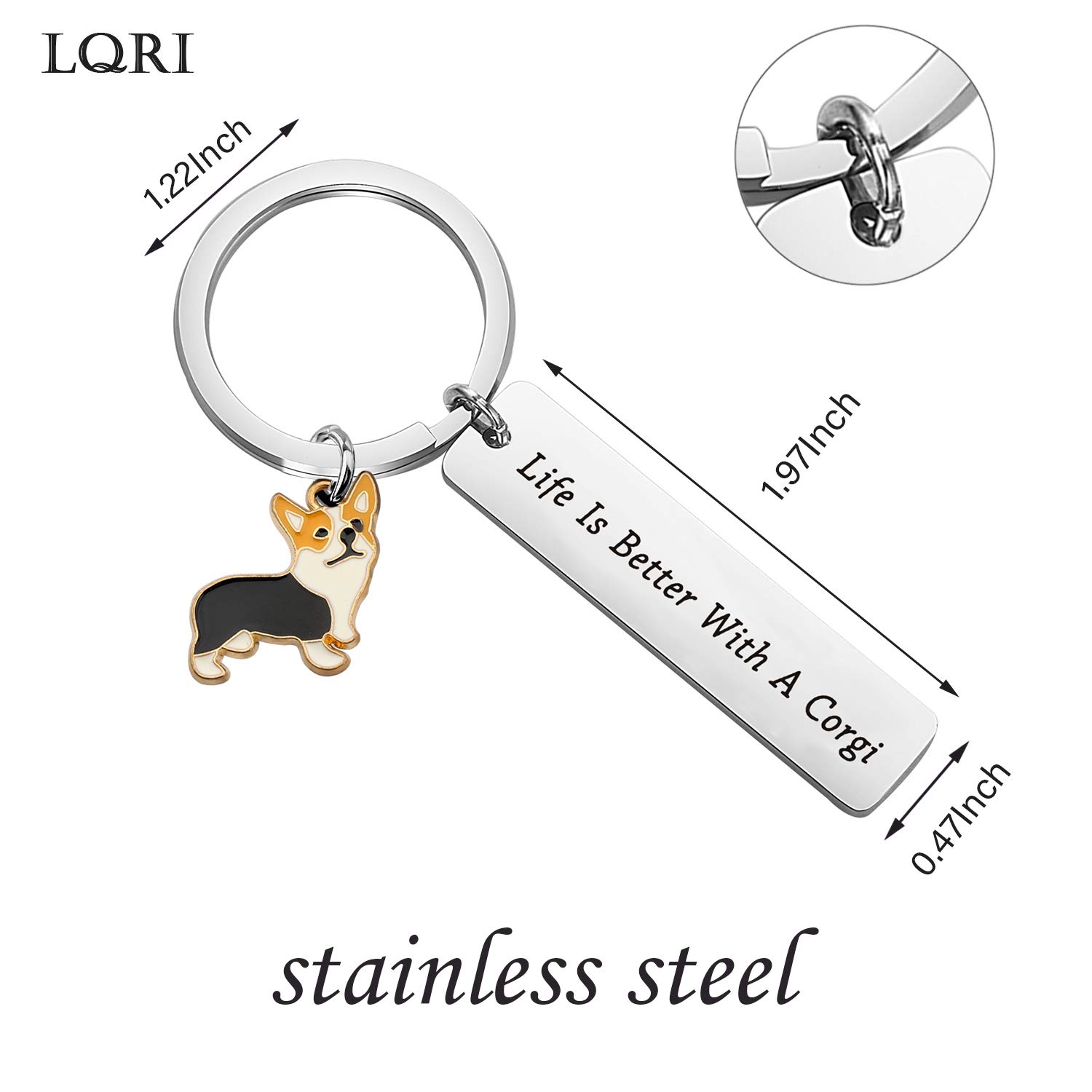 LQRI Corgi Dog Keychain Corgi Lover Gift Life is Better with A Corgi Keychain Pet Owner Corgi Gift Corgi Mom Dad