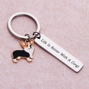 LQRI Corgi Dog Keychain Corgi Lover Gift Life is Better with A Corgi Keychain Pet Owner Corgi Gift Corgi Mom Dad