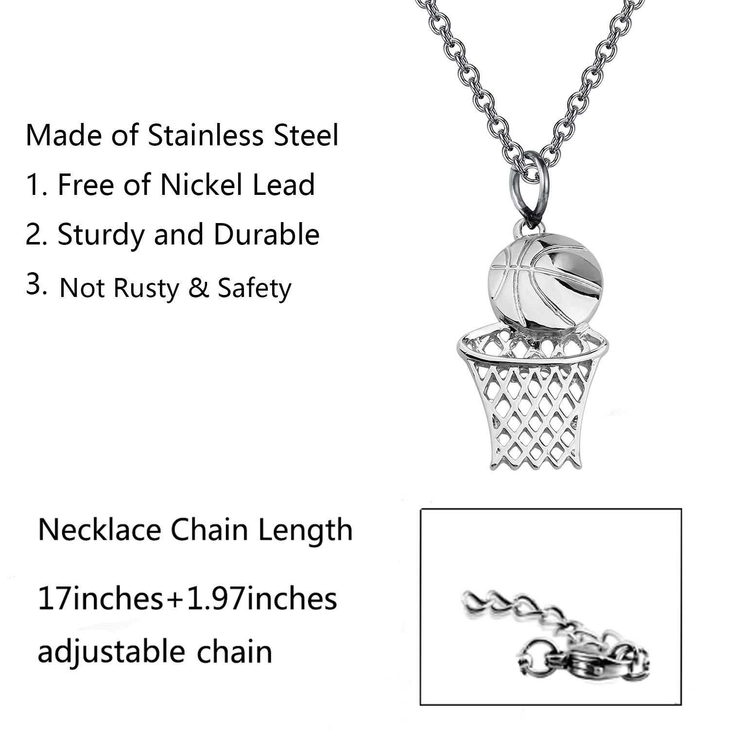 BNQL Basketball Lovers Gifts Necklace Basketball Hoop Sports Pendant Necklace Sports Jewelry Gifts for Men Boy Women