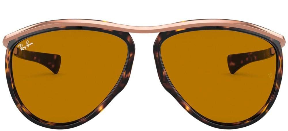 Ray-Ban RB2219 Olympian Aviator Sunglasses, Havana/B-15 Brown, 59 mm