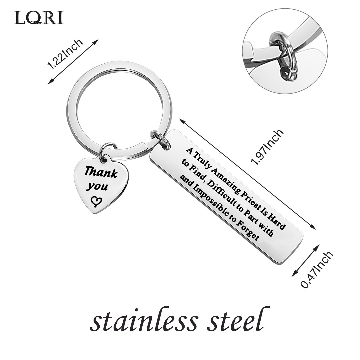 LQRI Catholic Priest Gift Priest Appreciation Gift A Truly Amazing Priest Is Hard To Find and Impossible To Forget Keychain Gift for Priest Leaving Gift