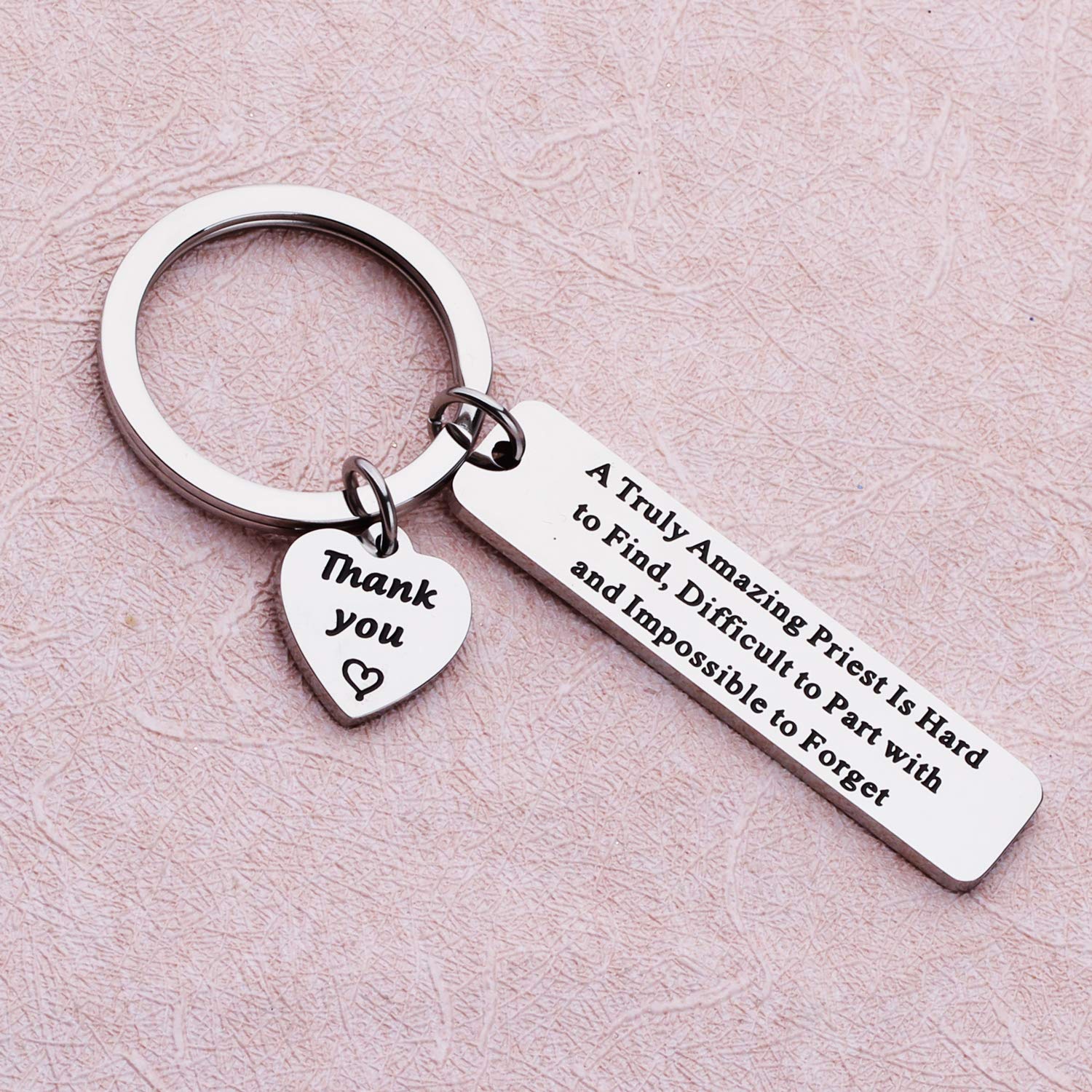 LQRI Catholic Priest Gift Priest Appreciation Gift A Truly Amazing Priest Is Hard To Find and Impossible To Forget Keychain Gift for Priest Leaving Gift