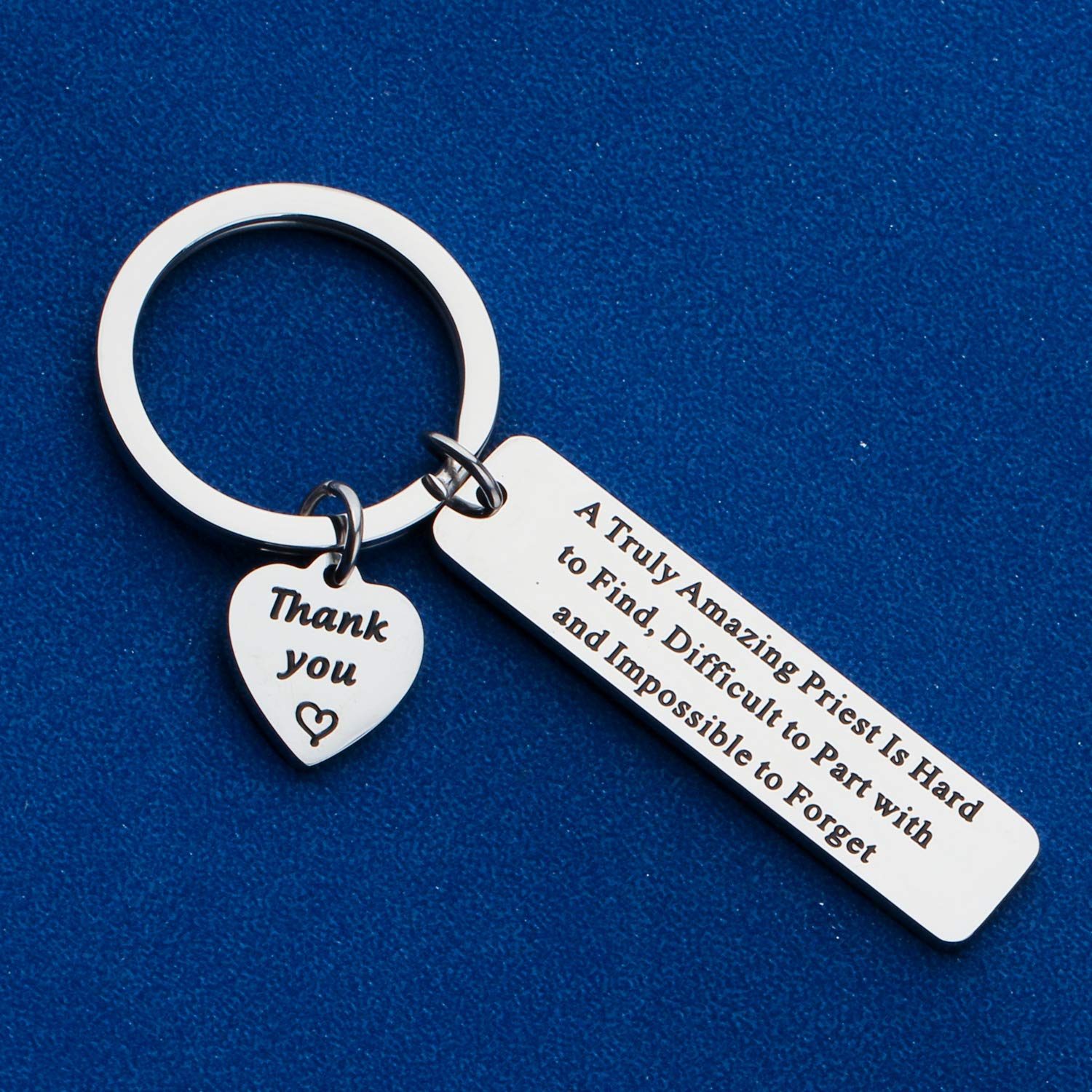 LQRI Catholic Priest Gift Priest Appreciation Gift A Truly Amazing Priest Is Hard To Find and Impossible To Forget Keychain Gift for Priest Leaving Gift