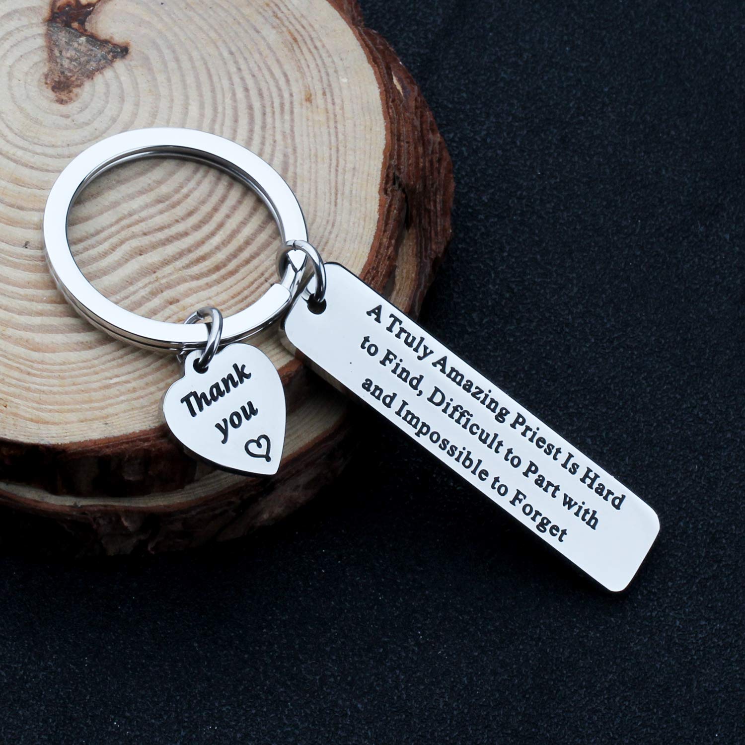 LQRI Catholic Priest Gift Priest Appreciation Gift A Truly Amazing Priest Is Hard To Find and Impossible To Forget Keychain Gift for Priest Leaving Gift