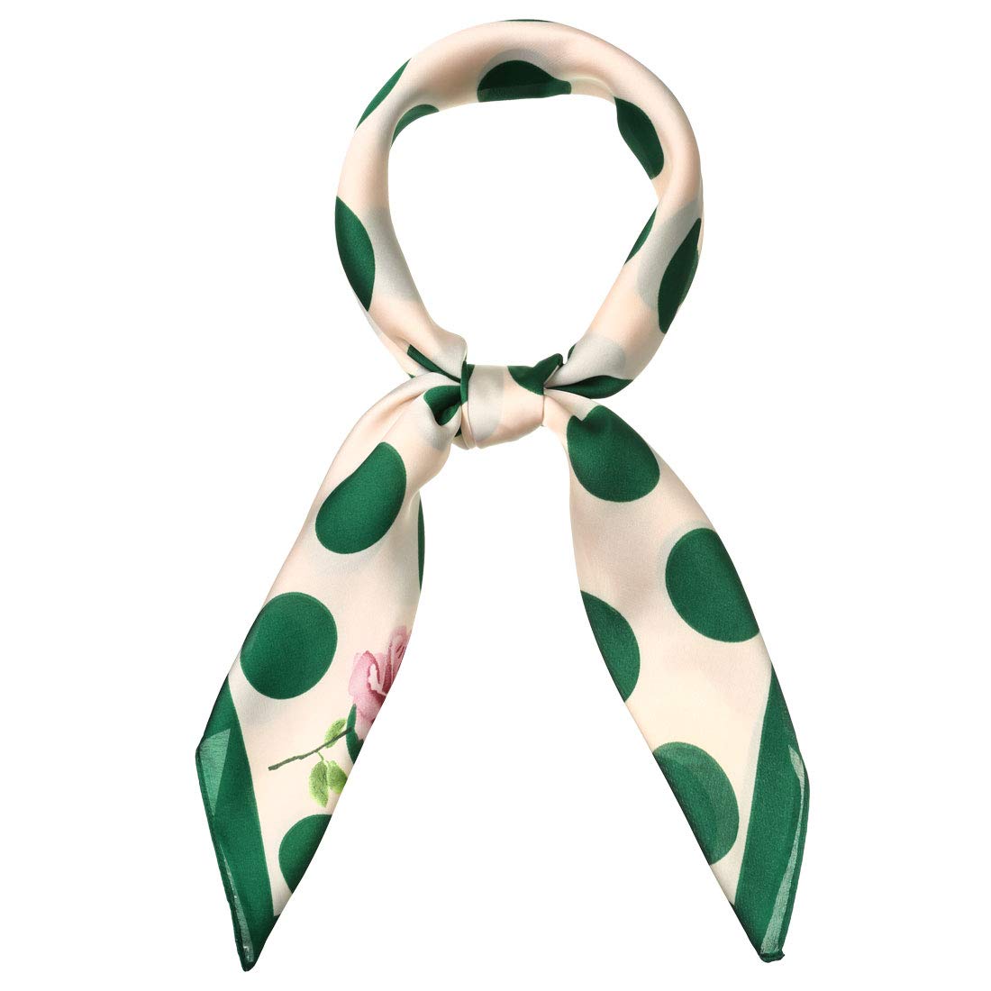 Allegra K 70cm Polka Dots Square Scarf Neck Scarves Kerchief Neckerchief Headband for Women 70 * 70cm/ 27.56 * 27.56 inches(L*W) Green