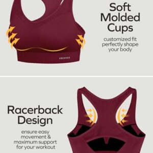 Ewedoos High Impact Sports Bras for Women High Support Push up Sports Bra Racerback Sports Bras Workout Bra Running Bra Maroon