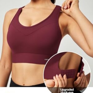 Ewedoos High Impact Sports Bras for Women High Support Push up Sports Bra Racerback Sports Bras Workout Bra Running Bra Maroon